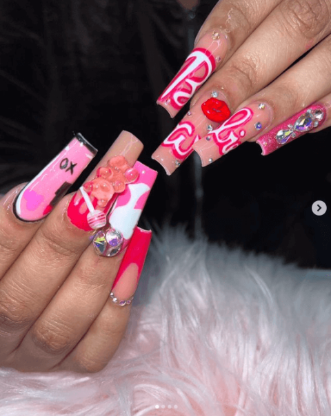 65 Barbie Inspired Nail Designs