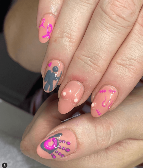 40+ Unique Breast Cancer Awareness Nail Designs