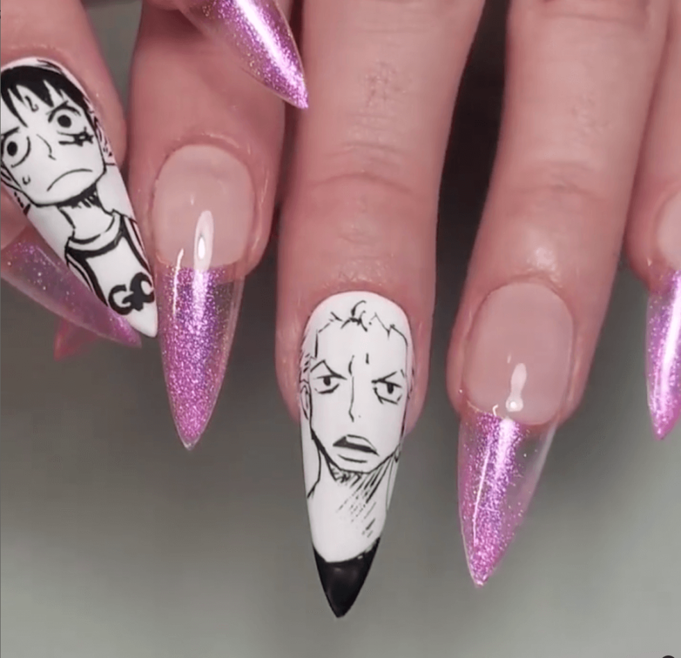 25+ One Piece Nail Art Designs