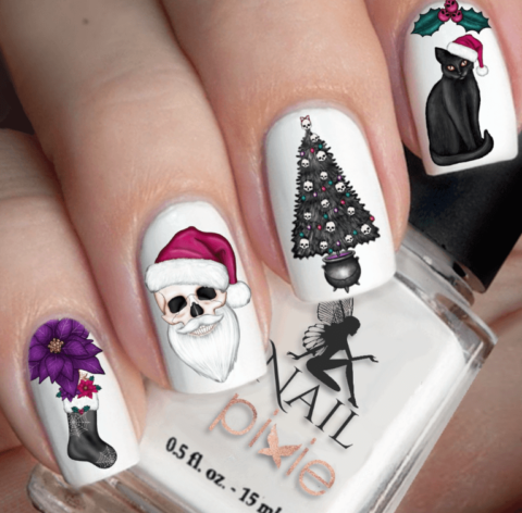 25+ Dark and Elegant Gothic Christmas Nails Design Ideas