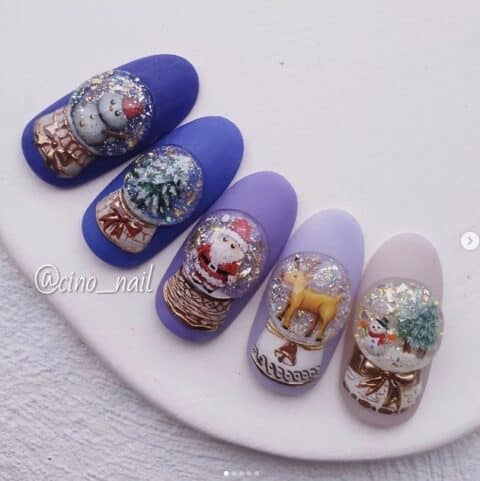 35 Whimsical Snow Globe Nails Design Ideas