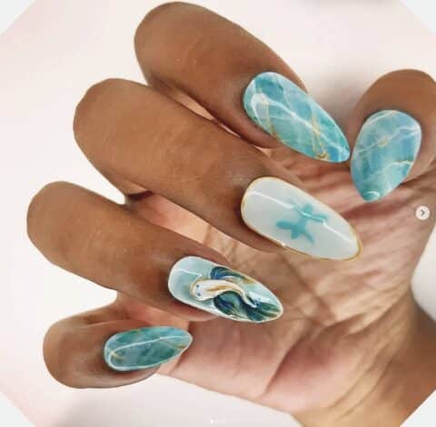 Dive into Elegance with These 45 Aquamarine Nail Designs