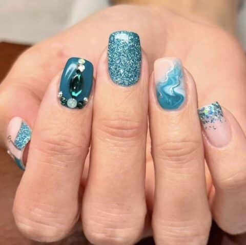 Dive into Elegance with These 45 Aquamarine Nail Designs