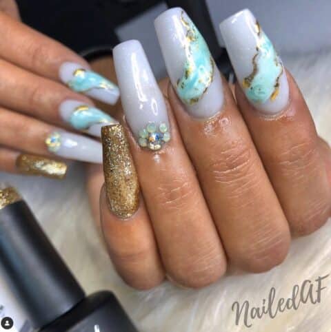Dive into Elegance with These 45 Aquamarine Nail Designs