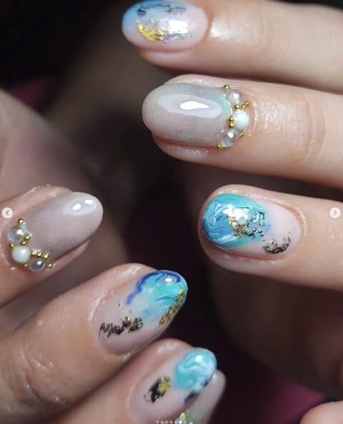 Dive into Elegance with These 45 Aquamarine Nail Designs