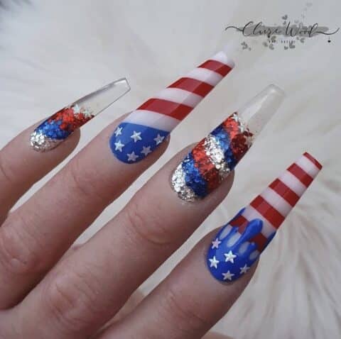 Show Your Patriotic Style with 40 American Flag Nail Designs - Red ...