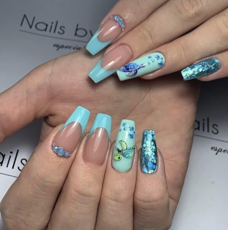 Make a Splash with 35 Captivating Turtle Nail Designs!