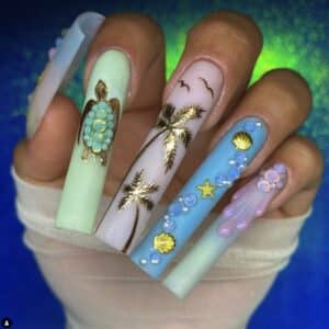 Make a Splash with 35 Captivating Turtle Nail Designs!