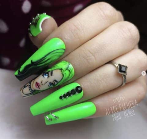 35+ Billie Eilish Inspired Nail Designs for a Bold and Beautiful Look!